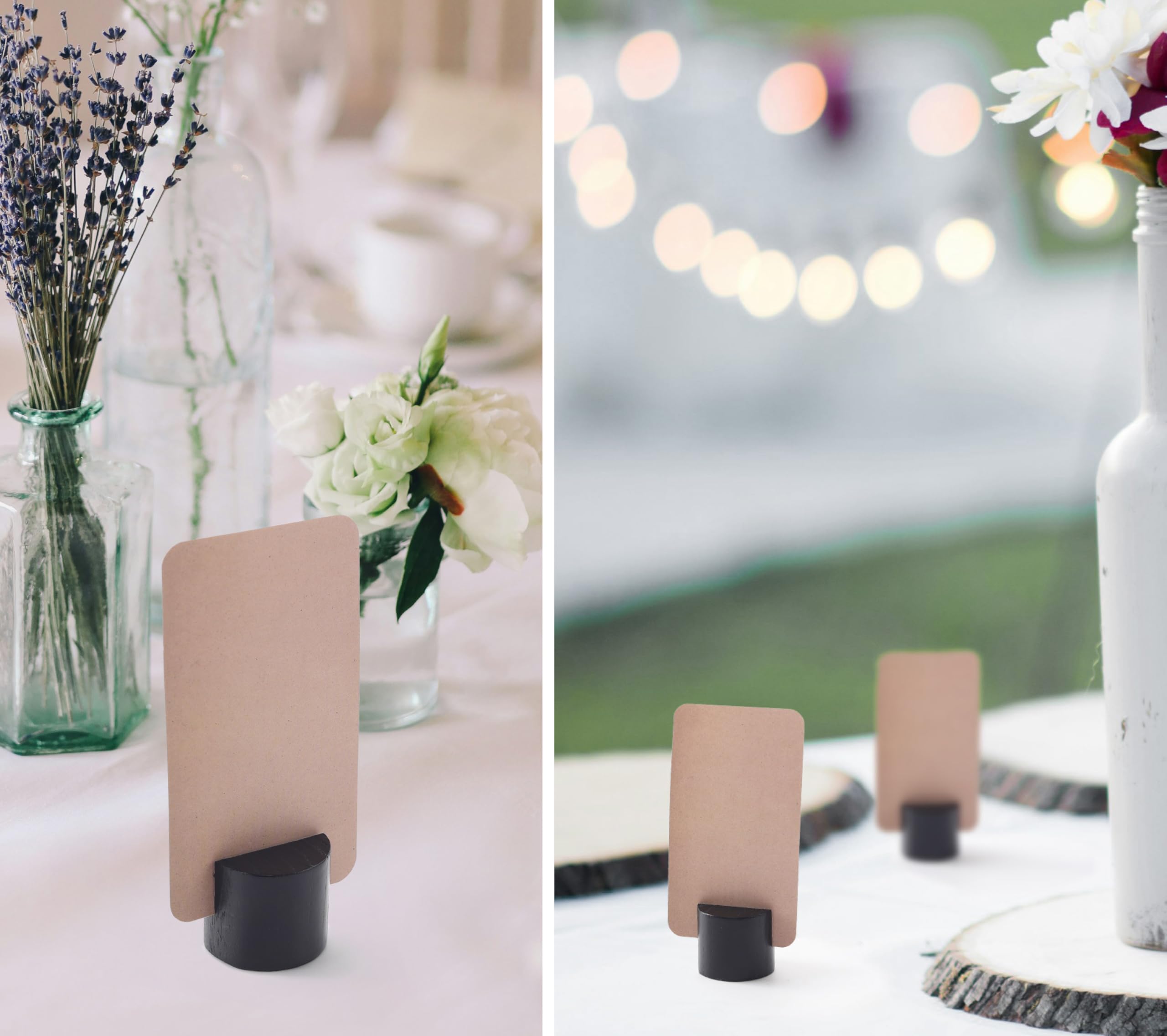 20 Pack Mini Wood Table Number Holders - Place Card Holders, Dinner Table Card Holders, Name Card Holders for Tables, Wooden Picture and Sign Holder (Black)