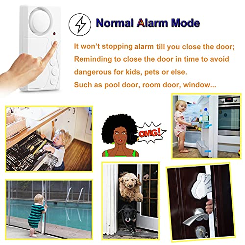 Fridge Door Alarm with Delay Upgrade 3/15/30/60 Seconds Security Window/Door Alarm for Home Safety Loud 108dB Freeze Door Open Chime Refrigerator Alert (1 Set)