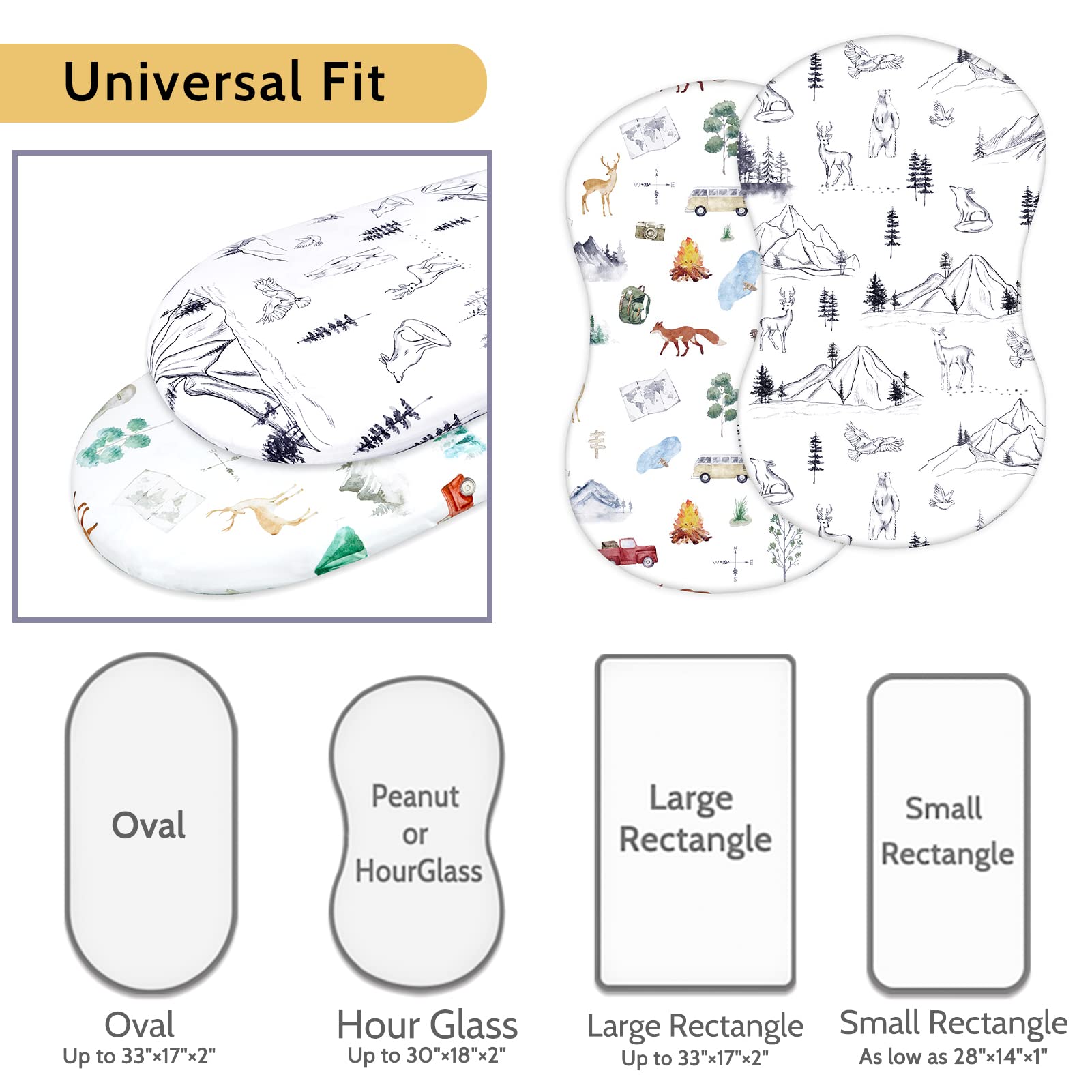 2 Pack Premium Pack N Play Sheets Playard Playpen Sheets Snug Fitted for Standard Pack and Plays and Mini Cribs - Ultra-Soft Jersey Knit, Cute Woodland Pattern