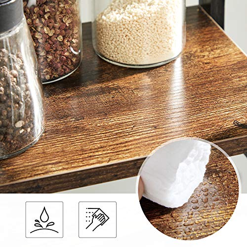 SONGMICS Spice Rack, 3-Tier Counter Shelf, Desktop Organizer with Bamboo Frame, for Countertop, Kitchen, Dining Room, Office, Rustic Brown and Black UOFS047B01