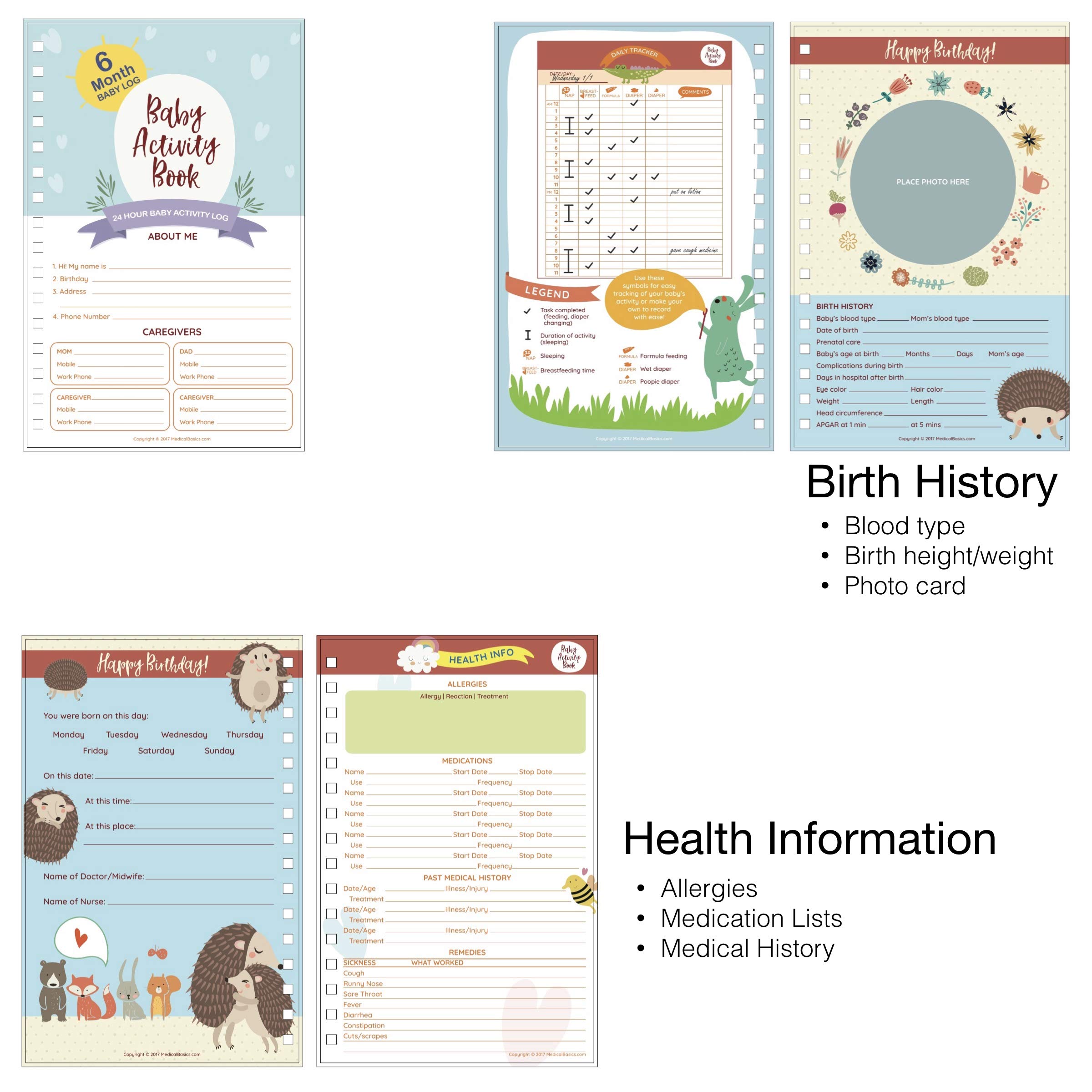 Baby Tracking Journal (Girl Edition) - HARDCOVER Baby Diary for Newborns, Daily Activity Log, Developmental Milestones, Immunization Schedule, Health Record, Emergency Contacts, and More! - Made by Doctors for