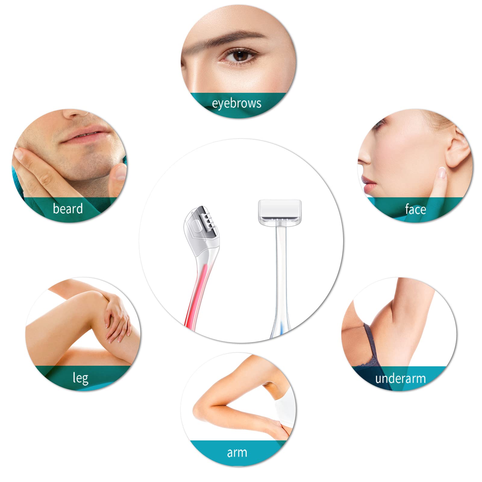 4 Pieces Eyebrow Razor Multipurpose T Shaped and L Shaped Dermaplane Razor Facial Razor Eyebrow Hair Trimmer Eyebrow Shaper for Women