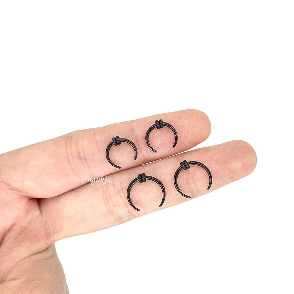 2 Pairs Acrylic Black Tapers and 316L Steel Black Anodized Tunnels Ear Stretching Kit gauges Gauging 1G/7MM - 1/2"(12MM)