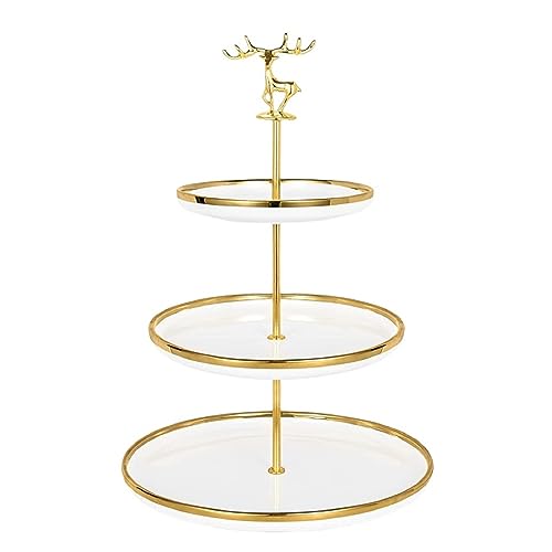 3 Tier Porcelain Cake Stand,Afternoon Tea Stand,3 Tier Cupcake Stand for Party,Dessert Table Display Set,Cupcake Stand for 24 Cupcakes,Tiered Tray Stand,Three Tier Dessert Stand