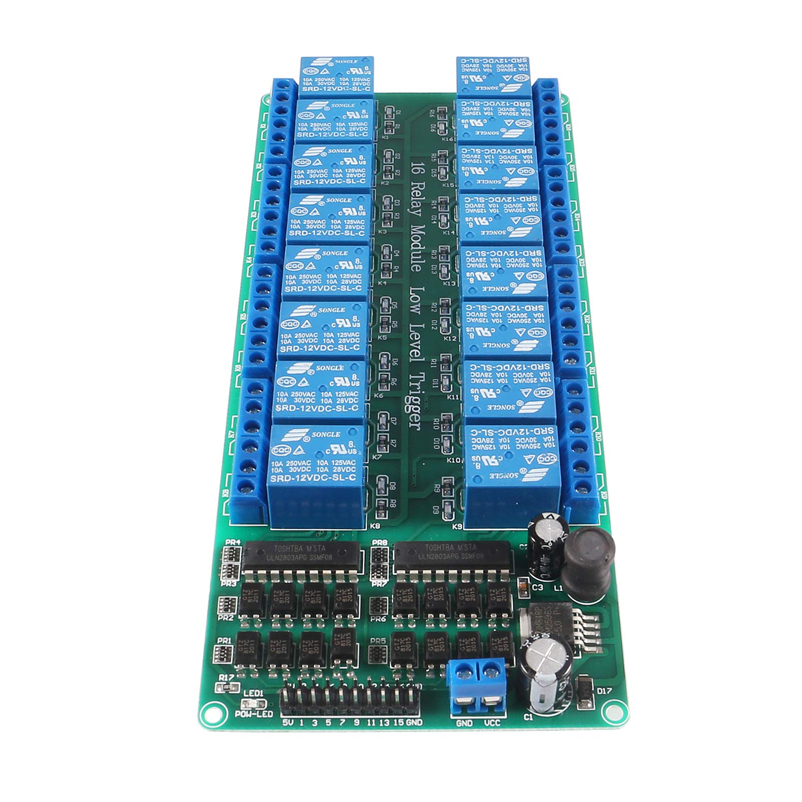 AITRIP 2 Pack 16 Channel 12V Relay Module with Optocoupler LED LM2576 Power Low Level Trigger Expansion Board for Raspberry Pi Arduino DIY Kit PiC ARM AVR
