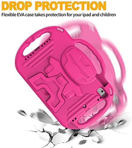 BMOUO Kids Case for iPad 6th/5th Generation (9.7 inch, 2018/2017), iPad Air 1 & iPad Air 2 Kids Case with Shoulder Strap for for iPad 9.7” (iPad 6th/5th Gen)/iPad Air 1st/2nd Generation, Rose