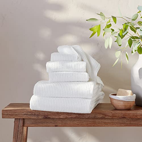 Amazon Aware 100% Organic Cotton Ribbed Bath Towels - 6-Piece Set, Dark Gray