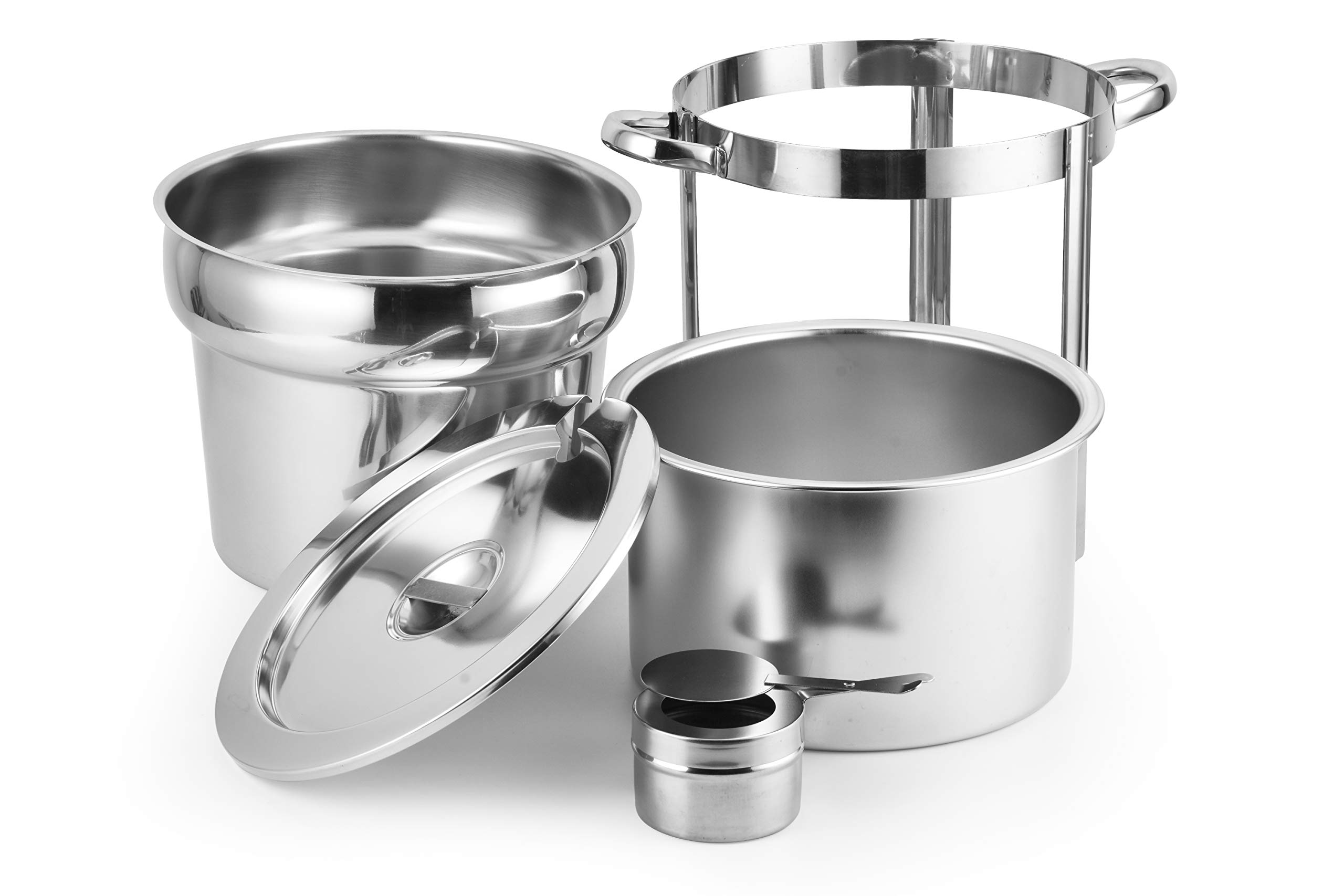 2 Pk 11qt Deluxe Marmite Soup Chafer With 2 6oz Stainless Steel Ladle And 1 Apron