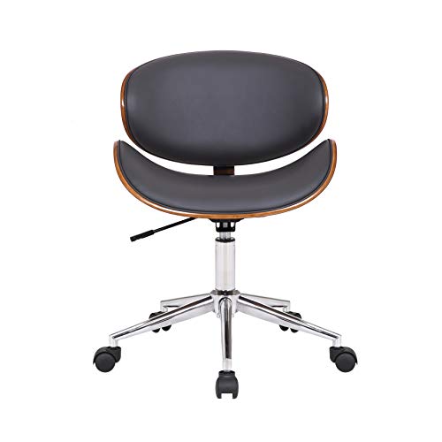 Armen Living Daphne Mid-Century Faux Leather Swivel Office Desk Chair, 29"-33" Adjustable Height, Gray
