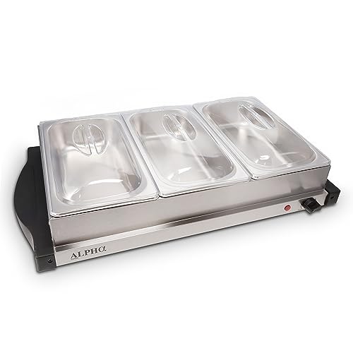 Alpha Living 3x2.5 QT Food Warmers for Parties Buffet Servers and Warmers – Premium Catering Supplies Buffet Display – Stainless Steel Electric Food Warmers with Temperature Control