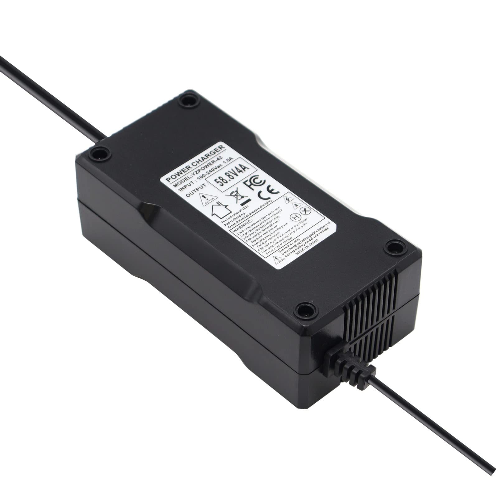 58.8V 4A Lithium Battery Charger AC Adapter Power Supply for 14S 51.8V 52V Batteries Pack DC 5.5 * 2.1mm Plug with 5.5 * 2.5mm Tip