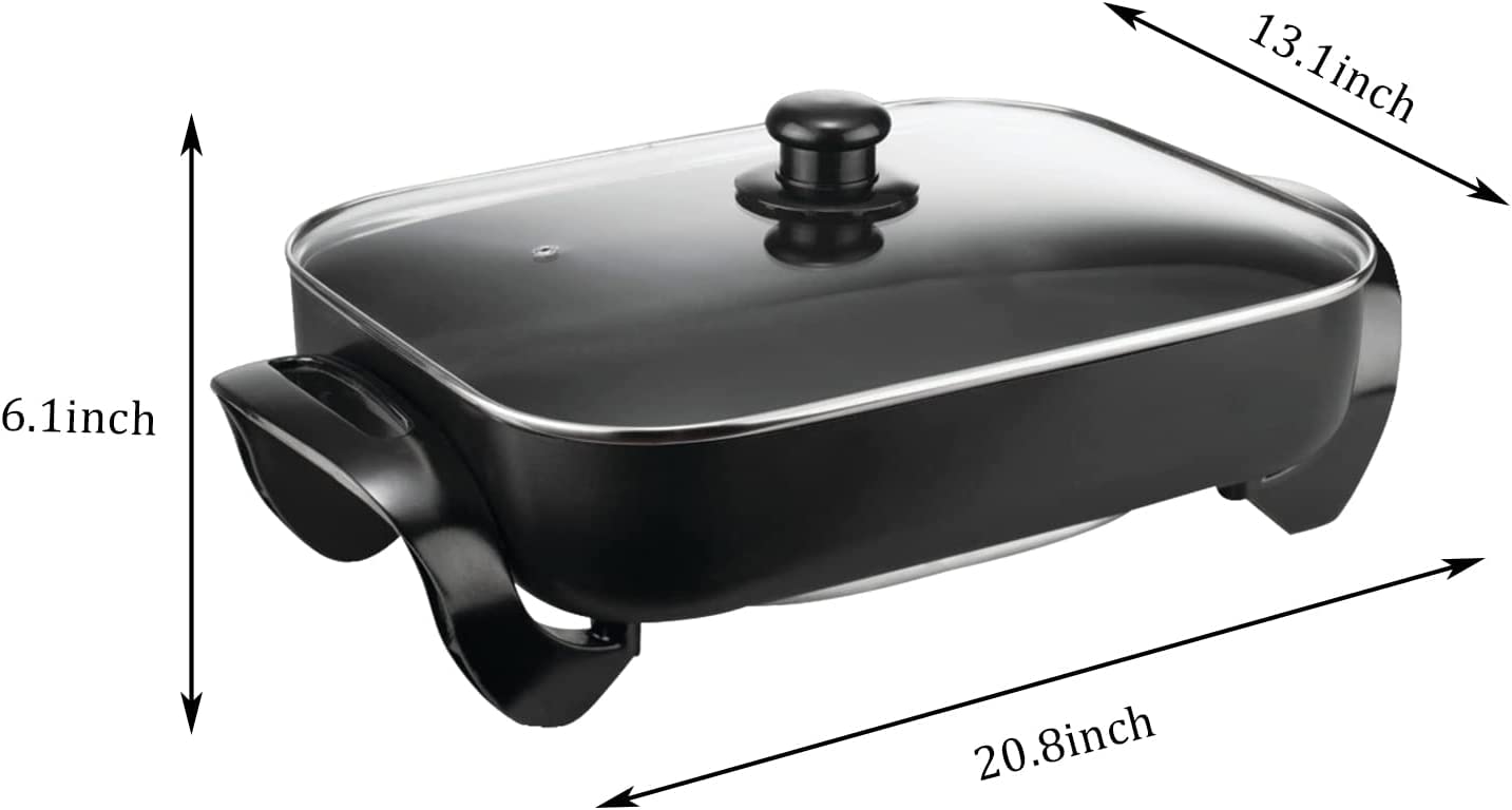 16 inch Nonstick Electric Skillet - Large Capacity Serves 4 to 6 People