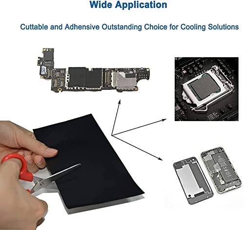ADWITS 2 Pack Adhensive Graphite Thermal Pad 700W/m⋅K Horizontal Conductivity, 200x100x0.07mm Flexible Graphite Sheet for Mobile Laptop CPU Thermal Managemen
