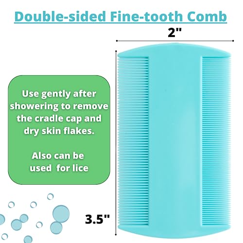 Baby Cradle Cap Treatment Kit | Baby Cradle Cap Brush for Babies - Baby Bath Essentials | Cradle Cap Comb & Baby Bath Sponge (Set of 6)