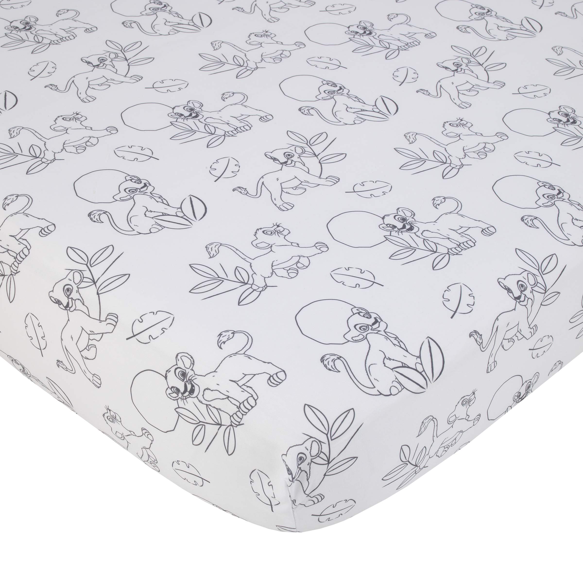 Disney Lion King Leader of The Pack Taupe and Green Simba and Nala Sunset and Leaves 3 Piece Nursery Mini Crib Bedding Set - Comforter and Two Fitted Mini Crib Sheets