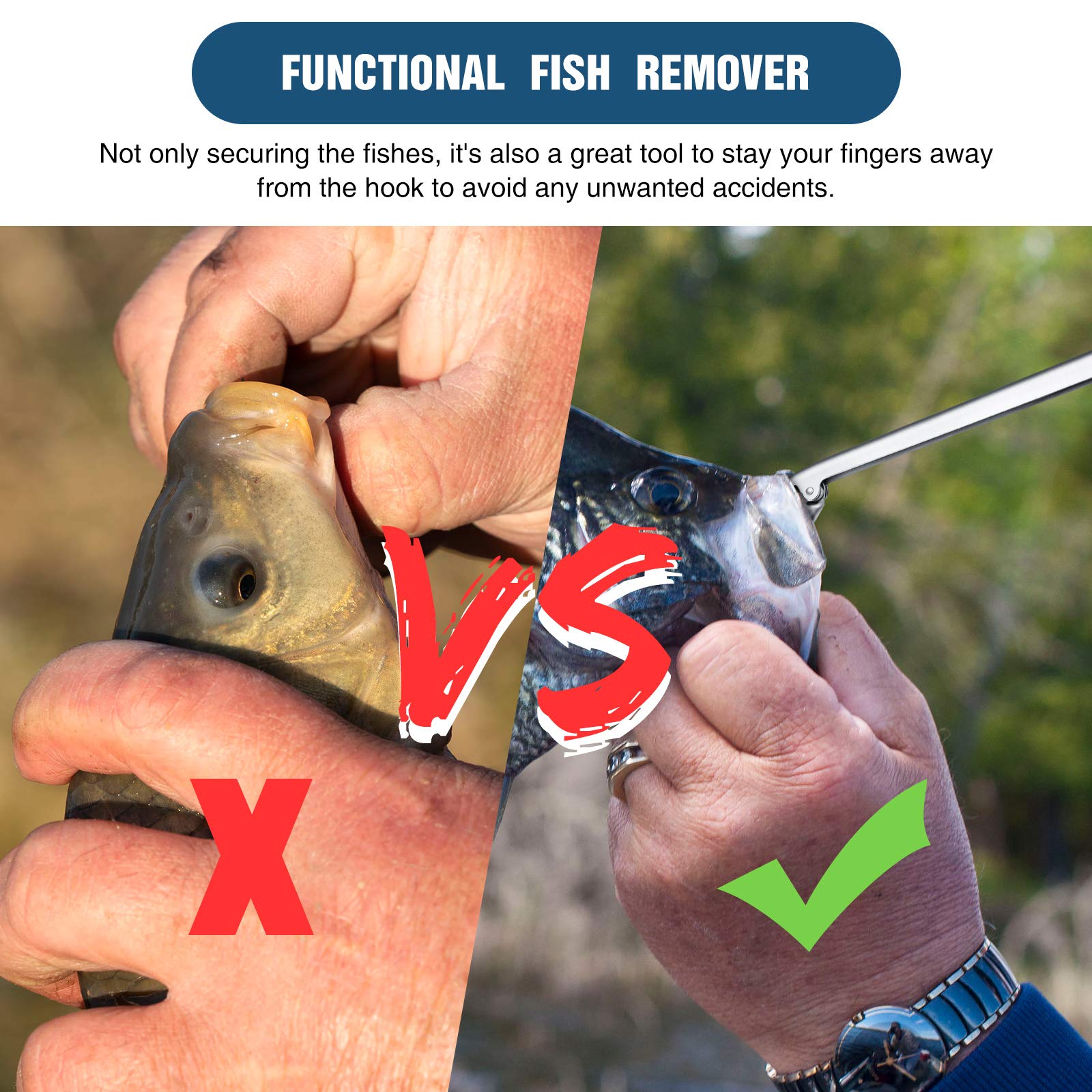 2 Pieces Stainless Steel Fish Hook Remover Fishing Extractor Freshwater and Saltwater Hooker Tool for Fishing, 11-1/2 inch