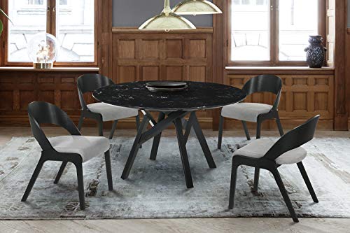 Armen Living Polly Mid-Century Modern Dining Accent Chairs Finish Fabric-Set of 2, 20" Wide, Black/Grey