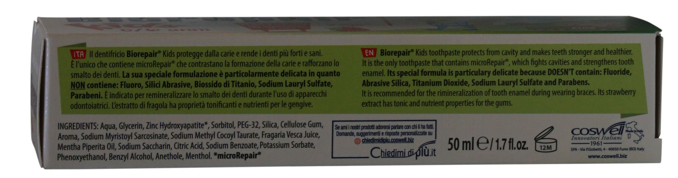 Biorepair Set Kid Oral Care Junior Toothpaste 1.7 fl.oz,50ml and Toothbrush