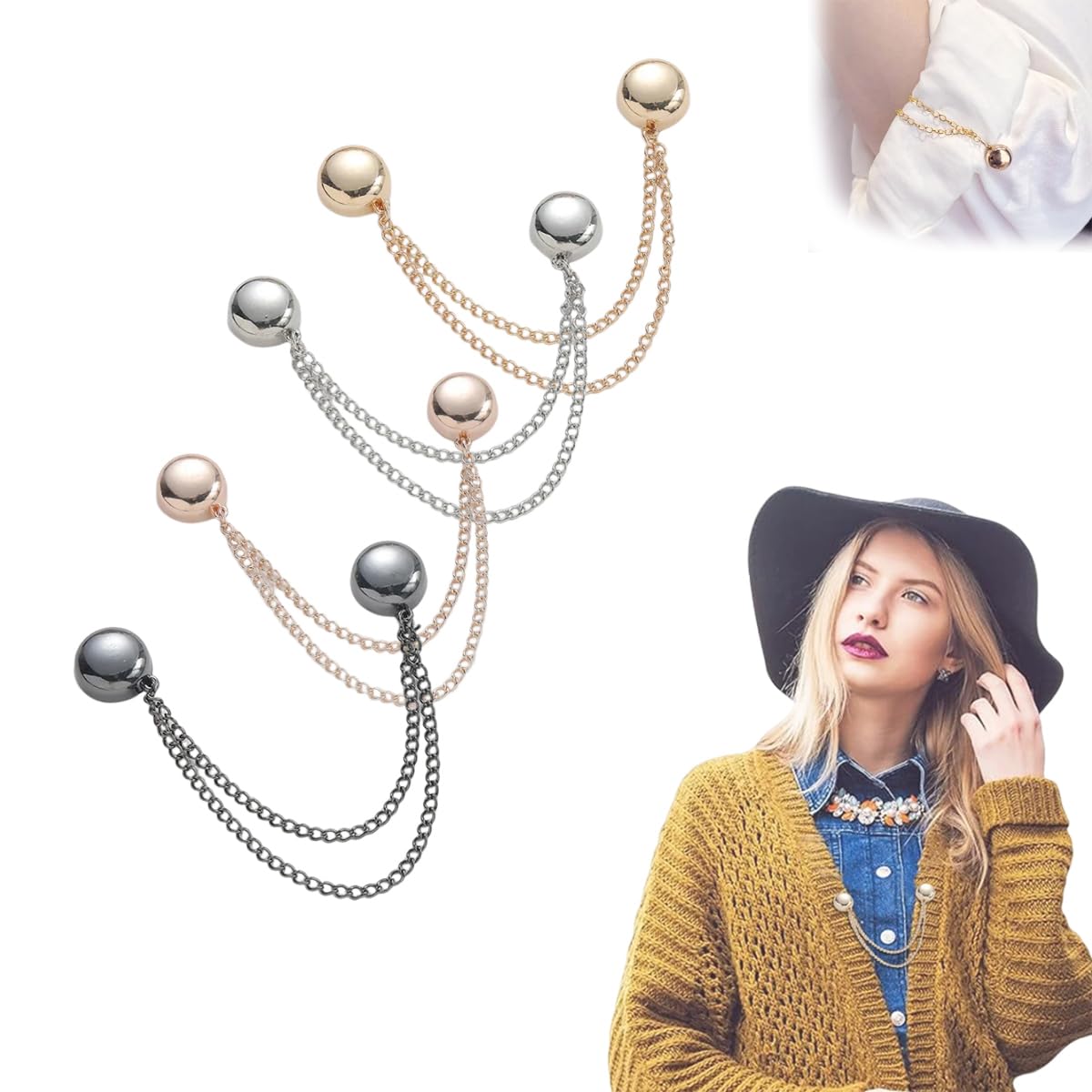 4 Pieces Multi-Purpose Magnetic Garment Clips, Most Magnetic Button Clips, Multi-Purpose Magnetic Garment Clips, Multi-Purpose Colourful Pinless Brooches for Shirts, Cardigans, Pants (Mix)