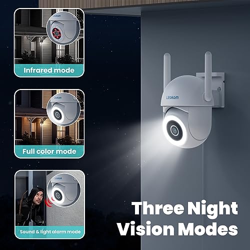 4MP Security Camera Outdoor, litokam 2.5K Cameras for Home Security Outside with 360° PTZ, Color Night Vision and Siren, Auto Tracking & AI Motion Detection, No Monthly Fee, 2-Way Talk