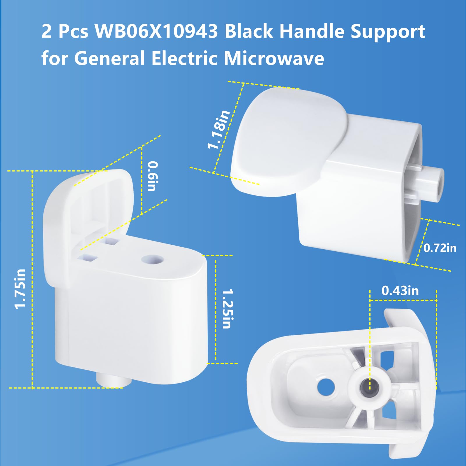 2 Pcs WB06X10943 White Microwave Handle Support, Part# AP5790057,3025054,PS8753758, Compatible with General Electric GE Hotpoint RCA Sears/Kenmore, Fits WB15X10276 Oven Door Replacement Handle