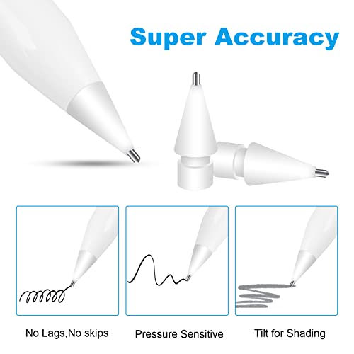 4PCS Upgraded Pencil Tips for Apple Pencil, WONLEED Well Precision Control Apple Pencil 2nd 1st Generation Tips,Fine Point Replacement Nibs Compatible with Apple 1st 2nd Gen iPad Pro Pencil,White