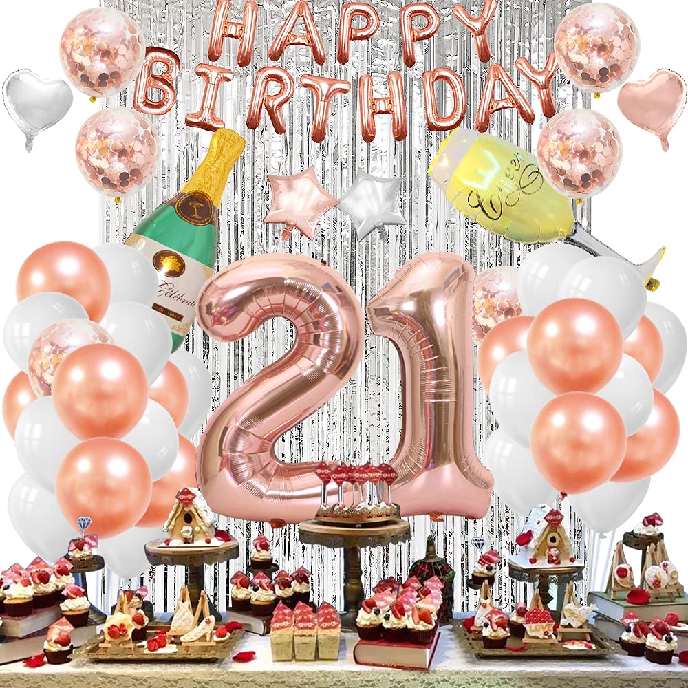 21st Birthday Decorations for Her,21 Birthday Balloons 21st Birthday Decorations for Women Happy 21st Birthday Gifts for Her