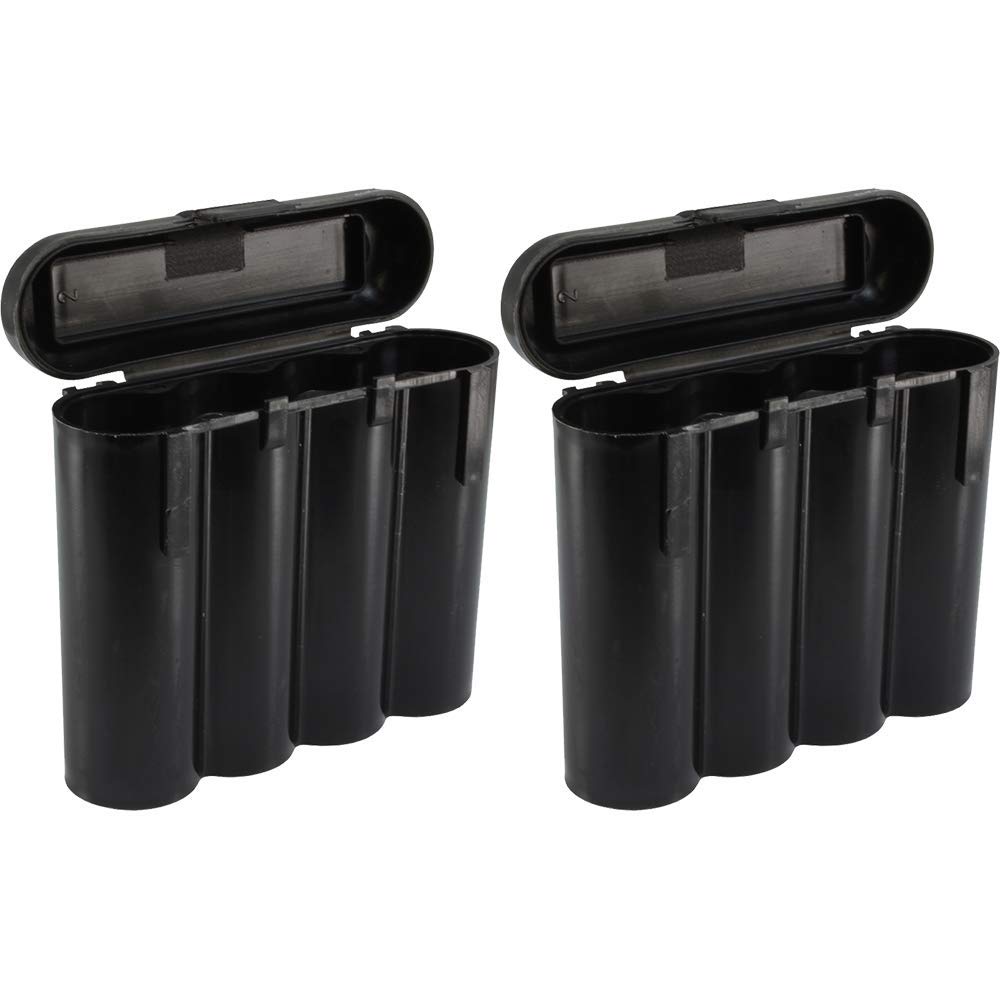 Birdz Set of 2 18650 & CR123A 4 Battery Holder Storage Case for 18650 Batteries - Black