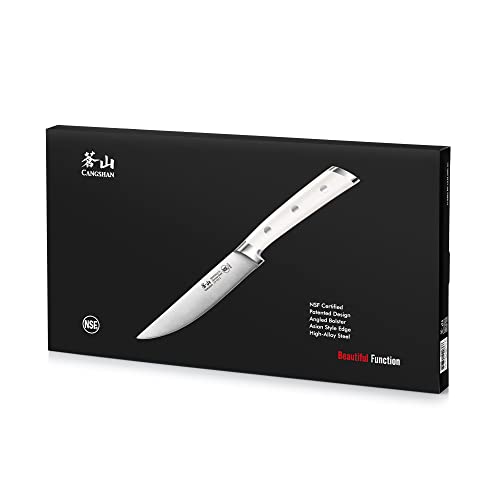 Cangshan S1 Series 1020366 German Steel Forged 4-Piece Steak Knife Set, 5-Inch Straight-Edge Blade