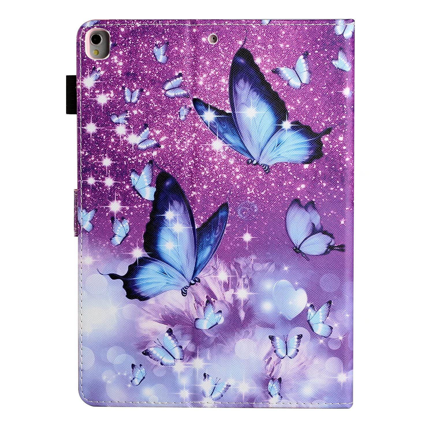 YUNHOTIC Case for iPad 9th/8th/7th Generation 10.2 inch (2021/2020/2019 Release) Auto Wake/Sleep, Premium PU Leather Folding Stand Cover with Pen Holder & Multiple Viewing Angles - Purple Butterfly