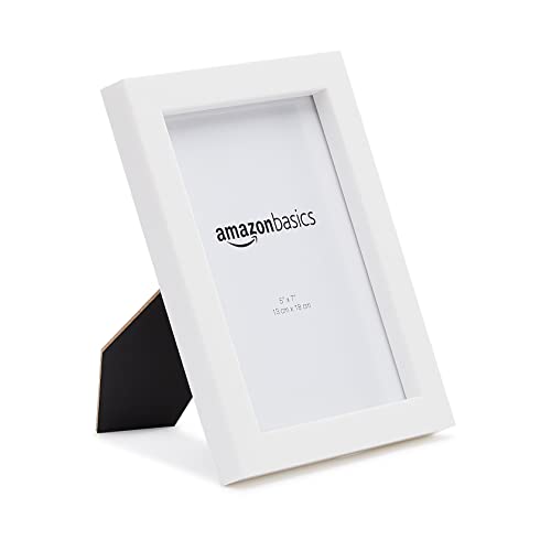Amazon Basics Photo Picture Rectangular Frame, 5" x 7", White, Pack of 5