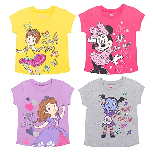 Disney Sofia The First Minnie Mouse Vampirina Fancy Nancy Little Girls 4 Pack T-Shirts Multicolor 6X