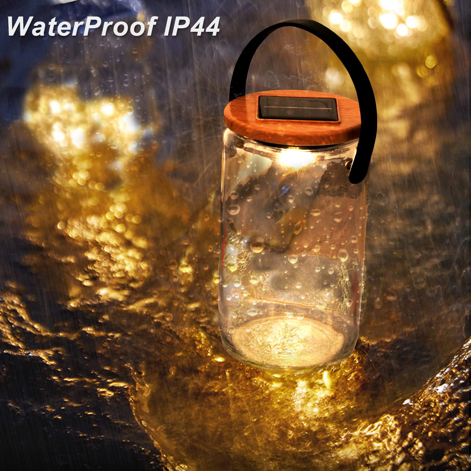 ABCCANOPY Hanging Solar Mason jar Lights Outdoor Waterproof Decorative LED Solar Lights for Patio Yard Garden Christmas Party, 2-Pack (Warm White)
