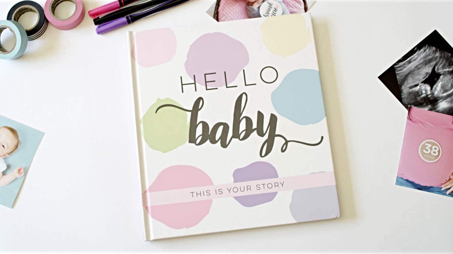 Bobee Hello Baby Memory Book, a journal scrapbook for girls milestones and memories first 5 years