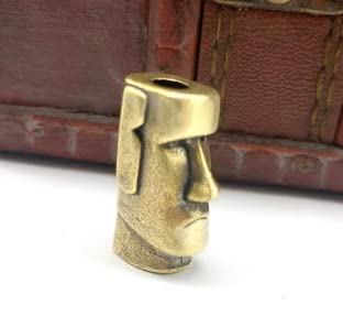 2pc Easter Island Stone Catcher Brass Knife Beads DIY Pendant Brass Bead Keychain Pendant Copper Paracord Bracelet Accessories EDC DIY Bead Paracord Accessories (color2)
