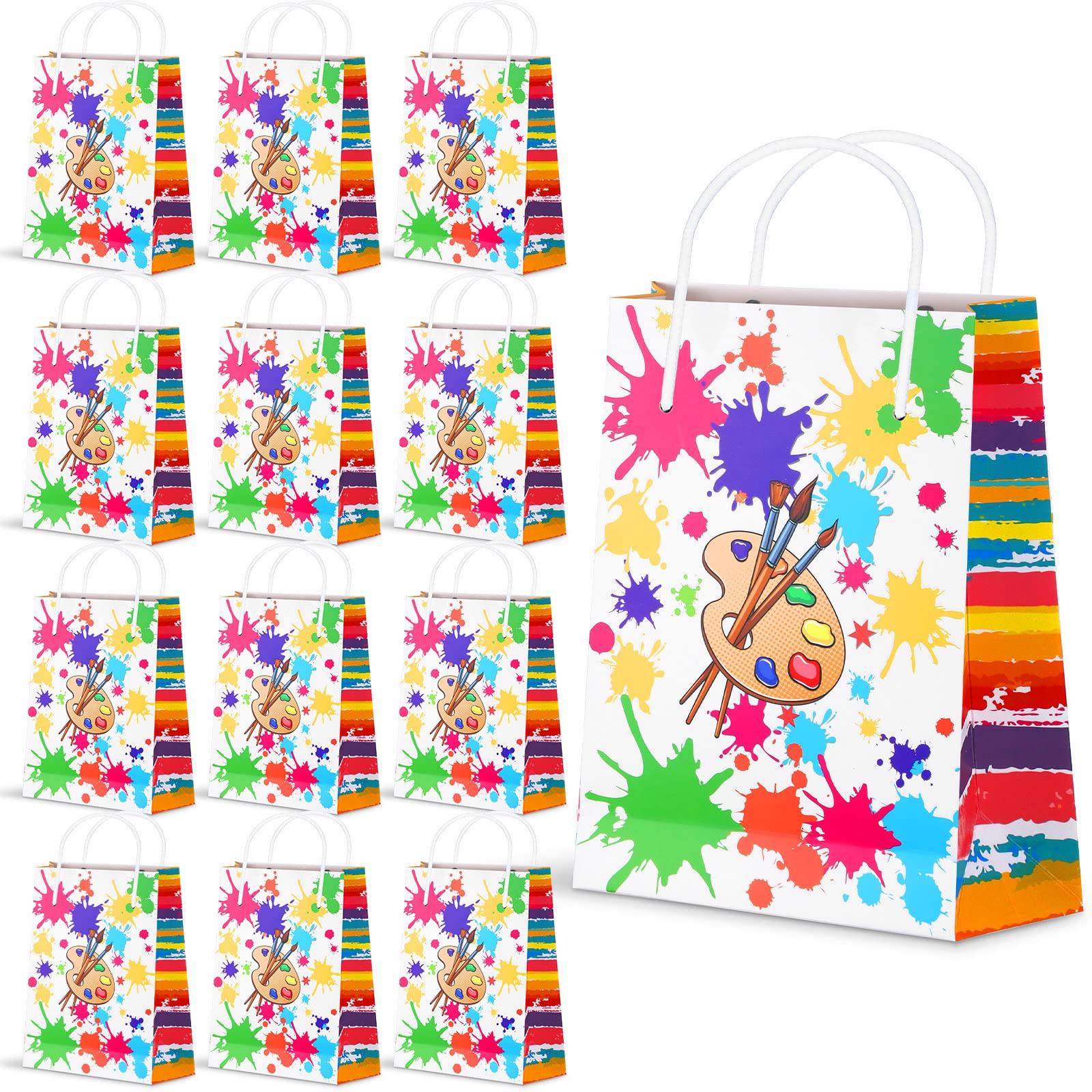 Art Party Bags Paint Art Party Treat Bags Sip and Paint Party Goodies Bags for Paint Splatter Party Decorations supplies(16 Pieces,Bright Style)