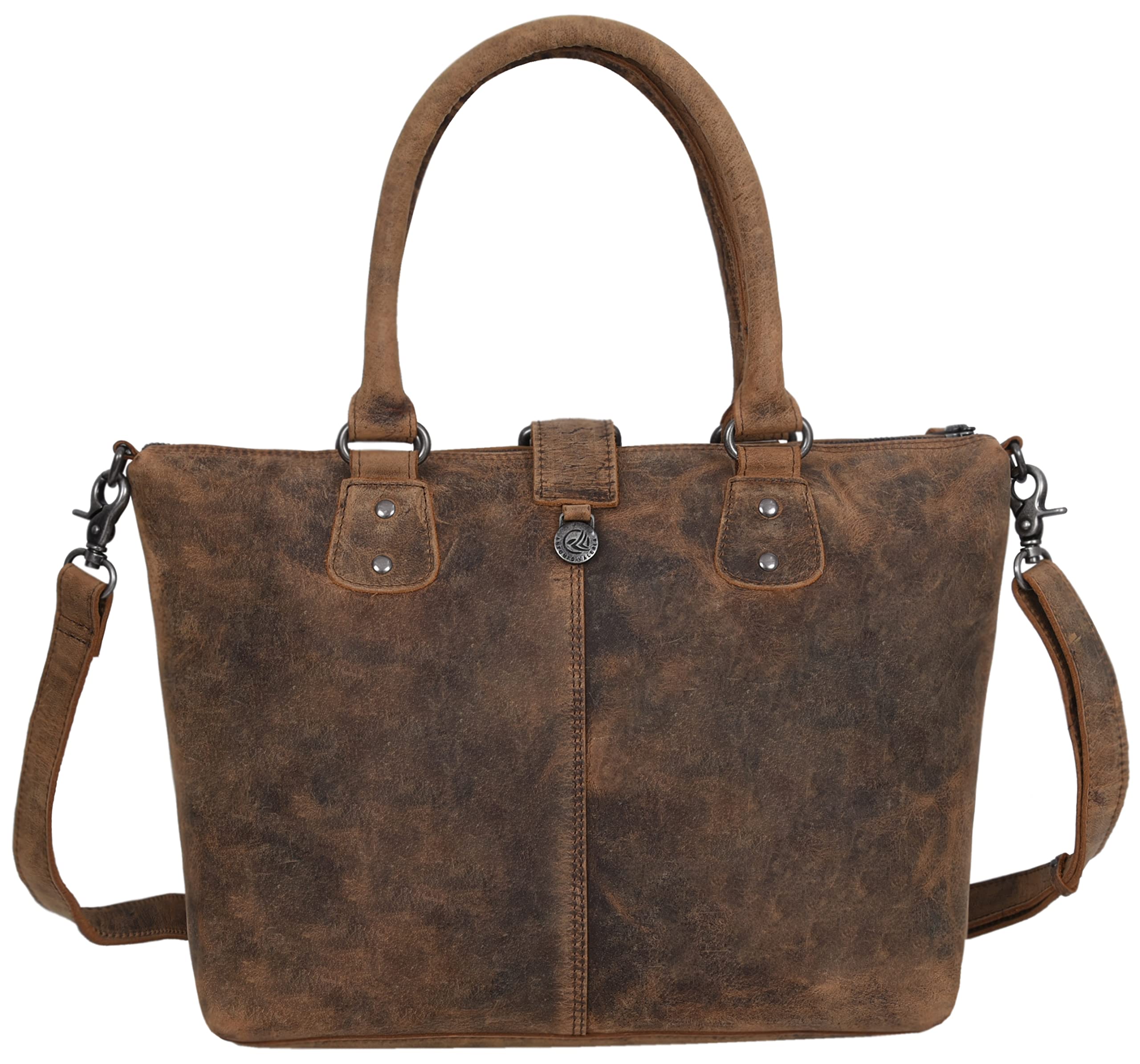 ANTONIO VALERIA Beck Brown Hunter Leather Top Handle Handbag for Women