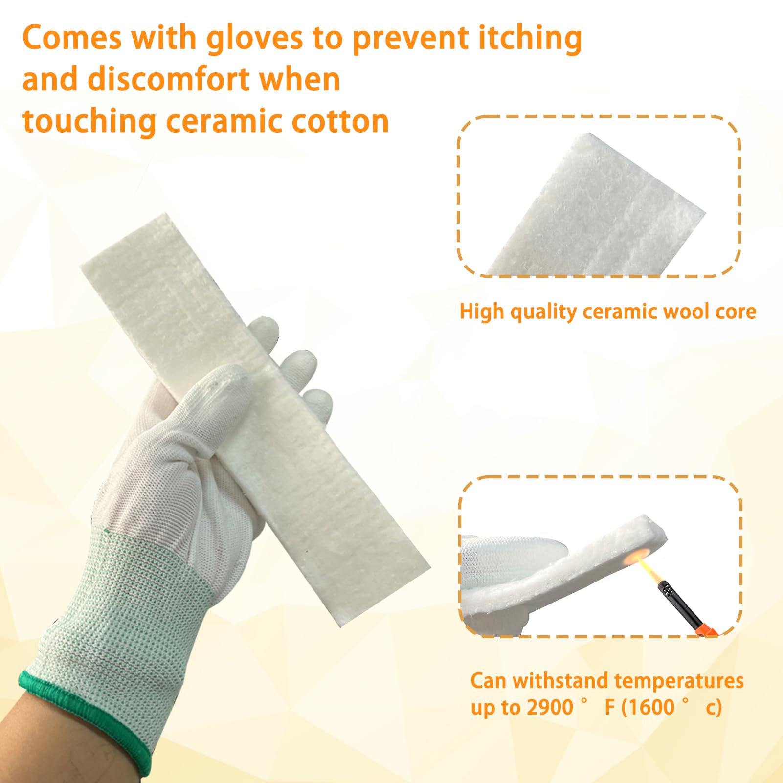 20 Pcs Ceramic Wool Wick for Tabletop Fire Pit, Carbon Felt Wick for Ethanol Fireplace Fuel Bioethanol Fuel to Extend Burning Time, Ceramic Fiber Insulation Wool Wick Sponge(8" L×2" W×0.2" H)