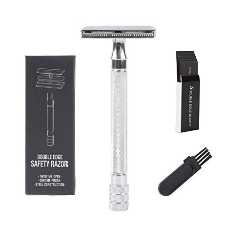 Tianwei Double Edge Safety Razor for Men & Women | Silver Waste Free Sided Vintage Shaving Fits All Edged Blades Zero Timeless
