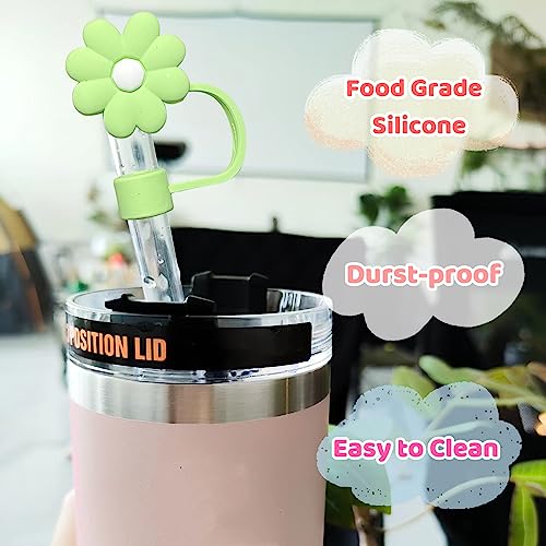 5PCS Straw Cover Cap for Stanley Cup,10mm Silicone Straw Toppers Reusable Straw Tips fit Stanley 30&40 Oz Tumbler, Drinking Straw Topper for Stanley Cups Accessories
