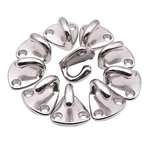 5pcs 316 Stainless Steel Boat Eye Fender Hook, Silver Mini Pad Eye Marine Sailing 27mm x 27mm Boats Accessories