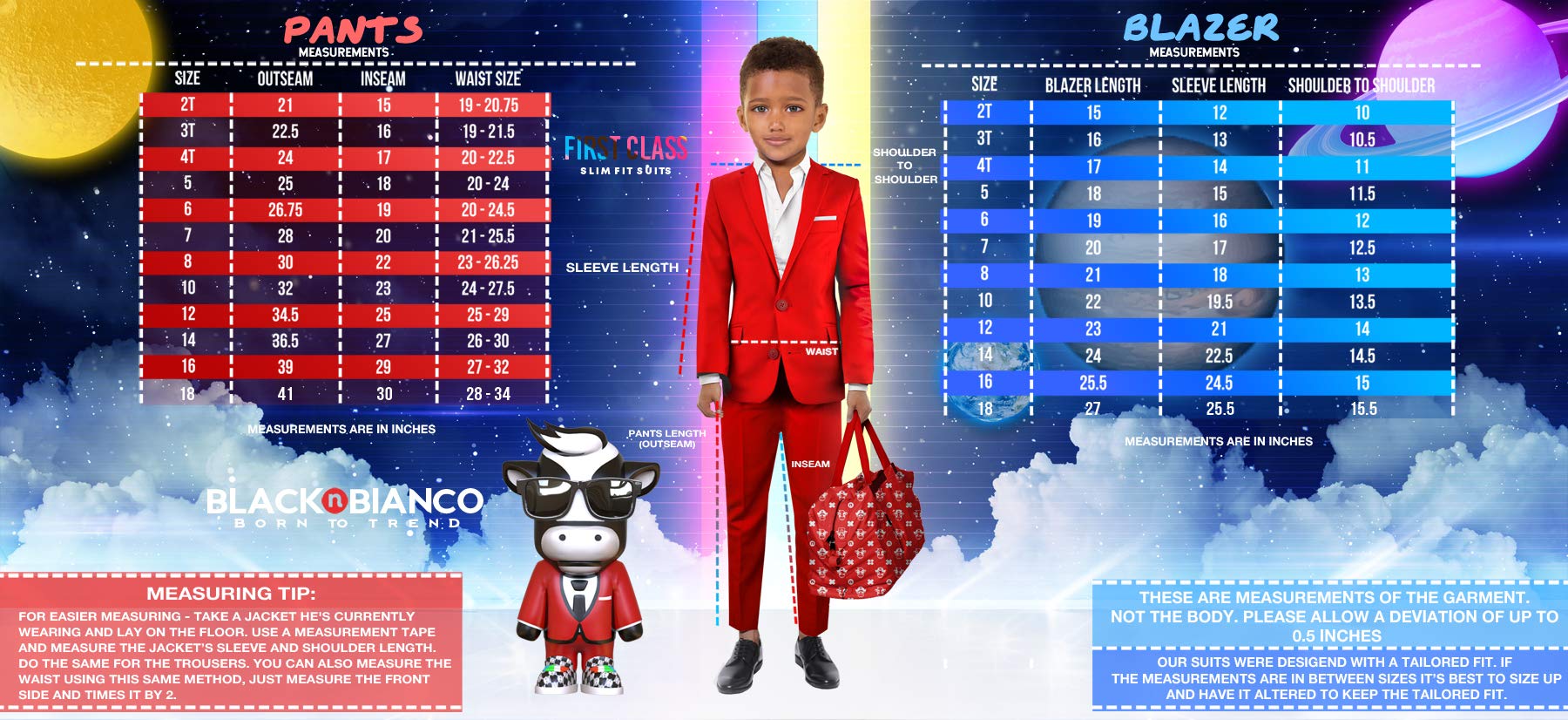 Black n Bianco Boys' First Class Slim Fit Suits Lightweight Style. Presented by Baby Muffin (2T, Fiery Red)