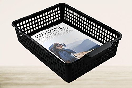 Begale 6-Pack Desktop Storage Basket for Office Supplies, File, Letter and Document Organizer, Black