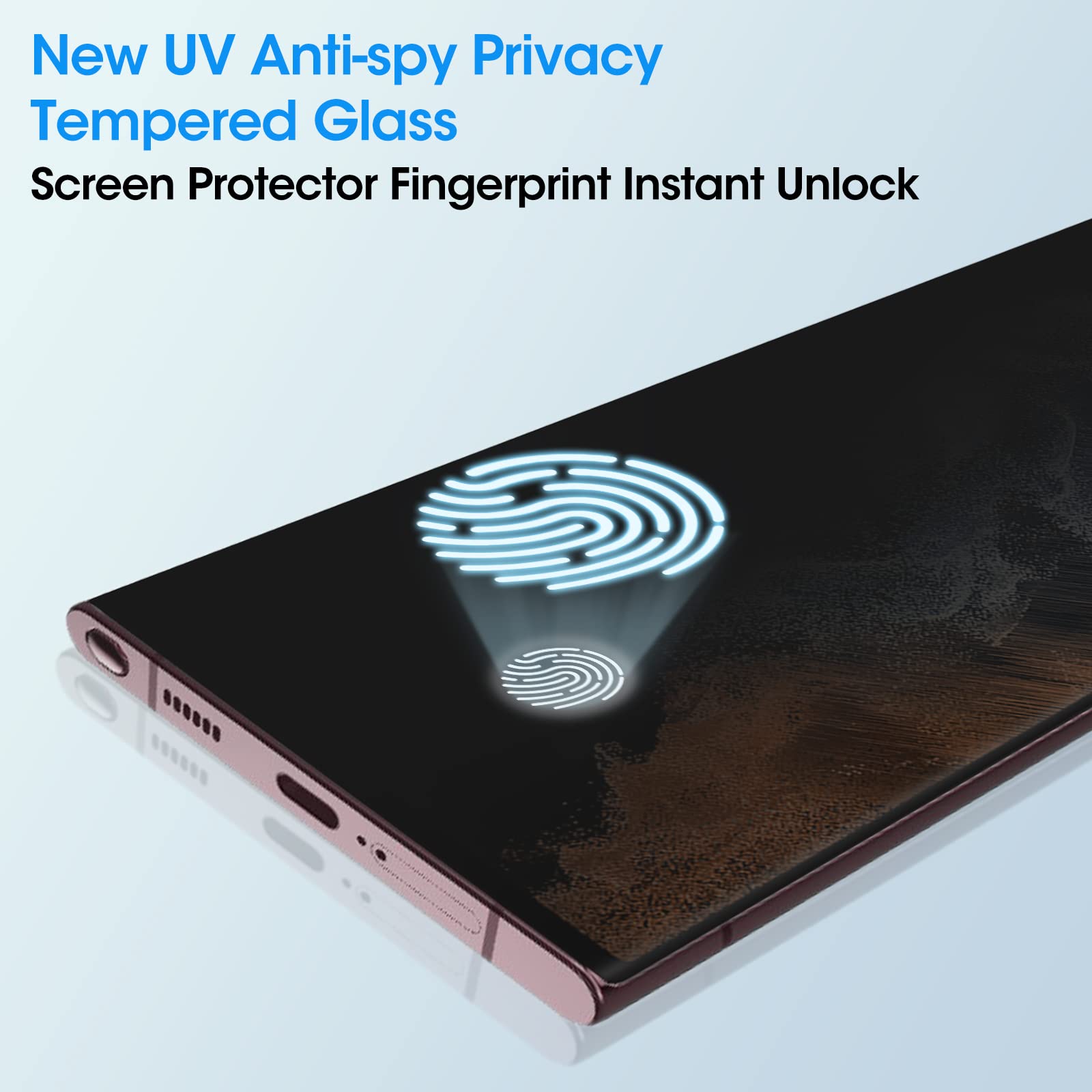 2 pcak Privacy Glass Screen Protector for Galaxy S22 Ultra 5G anti-spy Tempered Glass Shield Compatible with Fingerprint 3D Curved Full Coverage,Case Friendly for Samsung Galaxy S22 Ultra 6.8''