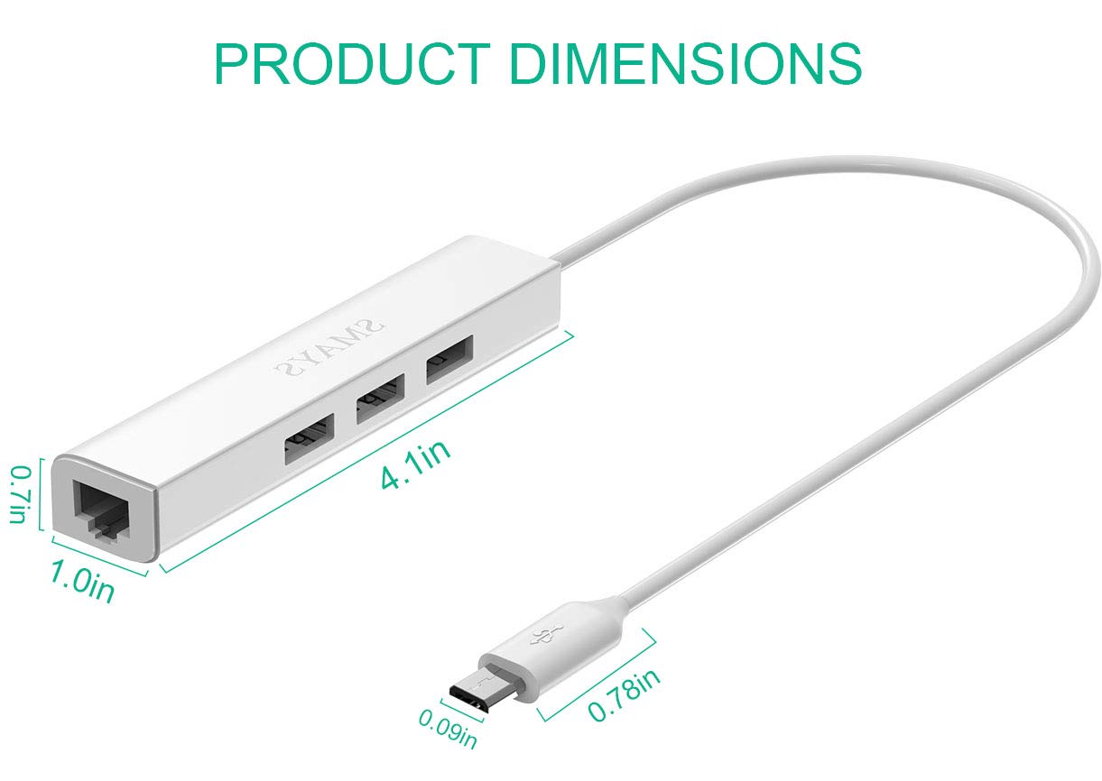 Chromecast Ethernet Adapter, Micro USB OTG Hub to Attach Thumb Drive