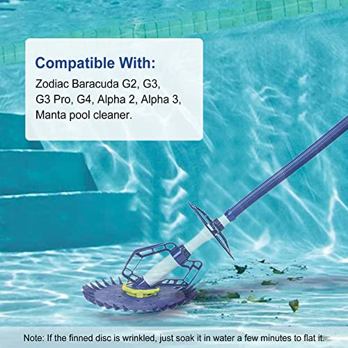 4 Pieces Pool Cleaner Replacements Include W70329 Finned Seal Disc Skirt & W69698 Pool Cleaner Diaphragms & W70327 Foot Pad Compatible with Zodiac Baracuda G2 G3 G4, Replace W72855 W69721 W46666