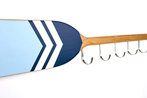Coat Rack Wall Mount with 8 Hooks on Boat Paddle. Fun, Nautical Themed Clothes Hanger. Makes a Great Gift. Fully Assembled. Mount on Wall or Door in Mudroom, Entryway, Bathroom, Bedroom. Color: Navy