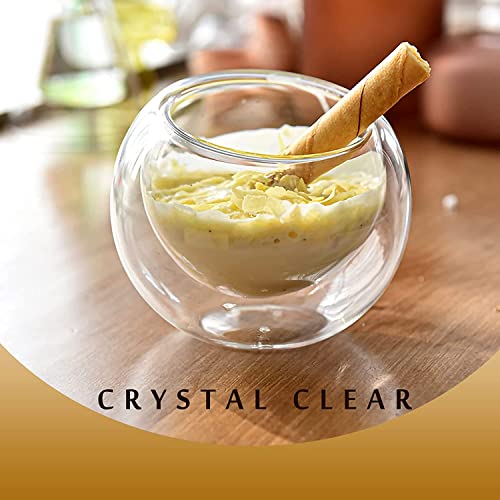 AEFPOYMXU Clear Dessert Cups Glass Set of 2 Crystal Ice Cream Trifle Bowl Double Clear Glass Fruit Parfait for Appetizers, Condiments and Cocktails Dip Bar Snack Dish(300ML)