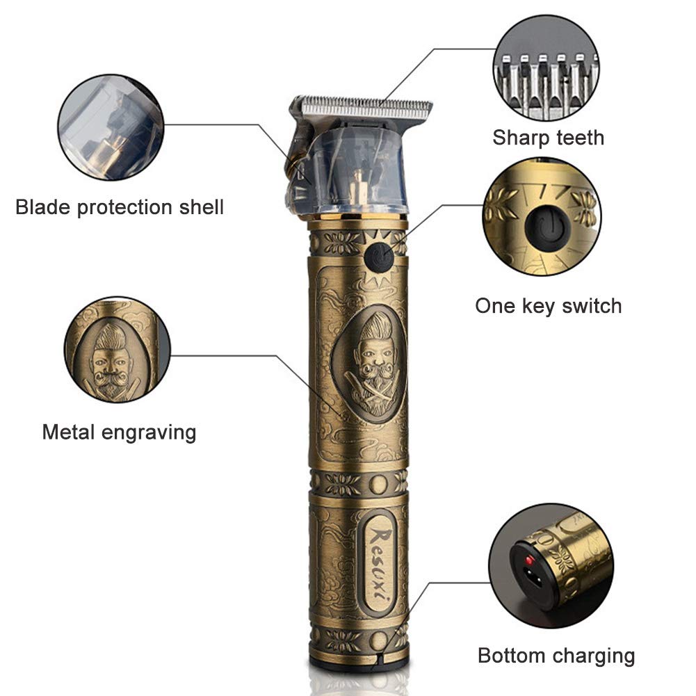 Bastmei Professional Mens Hair Clippers 0mm Zero Gapped Cordless Hair Trimmer Rechargeable Grooming Kits For Men T-Blade Beard Trimmer