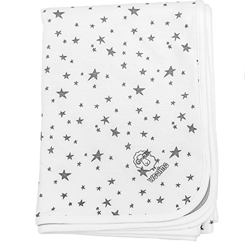 Baby Blanket for Crib or Stroller, Merino Wool Blanket, 40” x 31.5”, Stars
